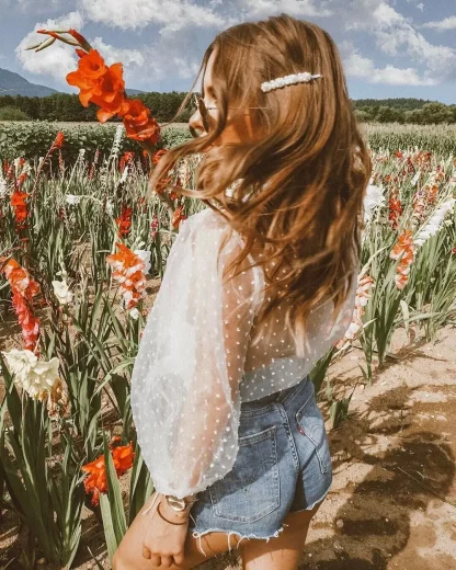 Polka Dot Mesh Sheer See-Through Blouse | Free Shipping!